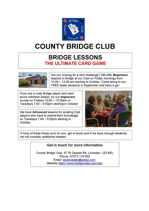 County Bridge Club (CBC), Leicester, England